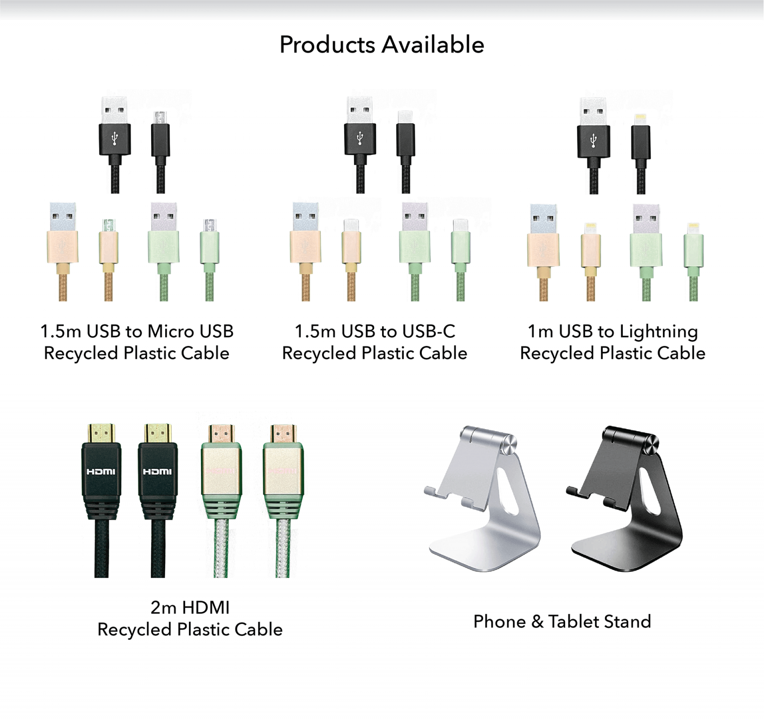 Assorted cables and accessories with Recycled Materials – Bauhn
