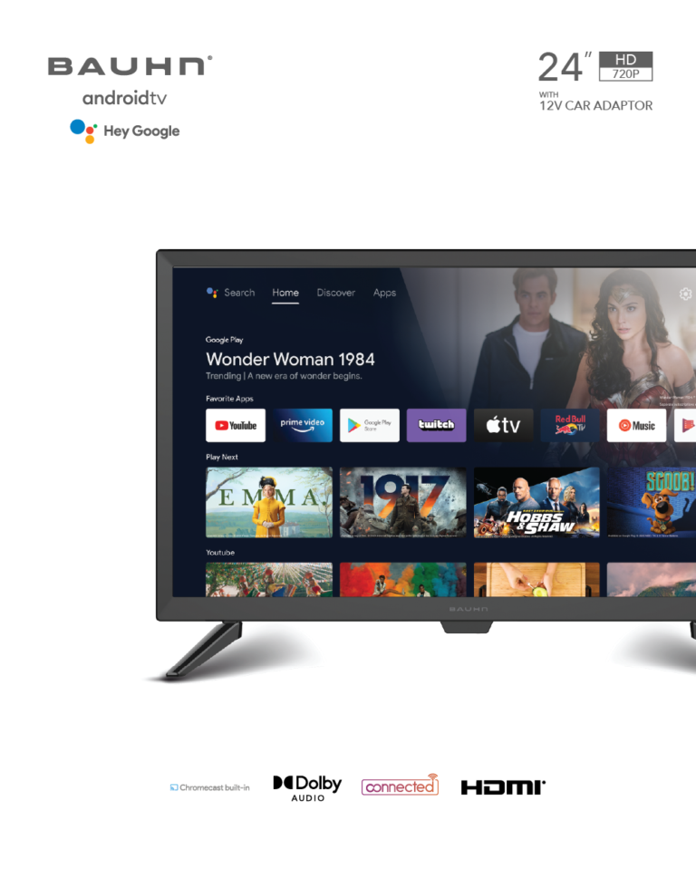24” HD Android TV with 12V Adaptor – Bauhn