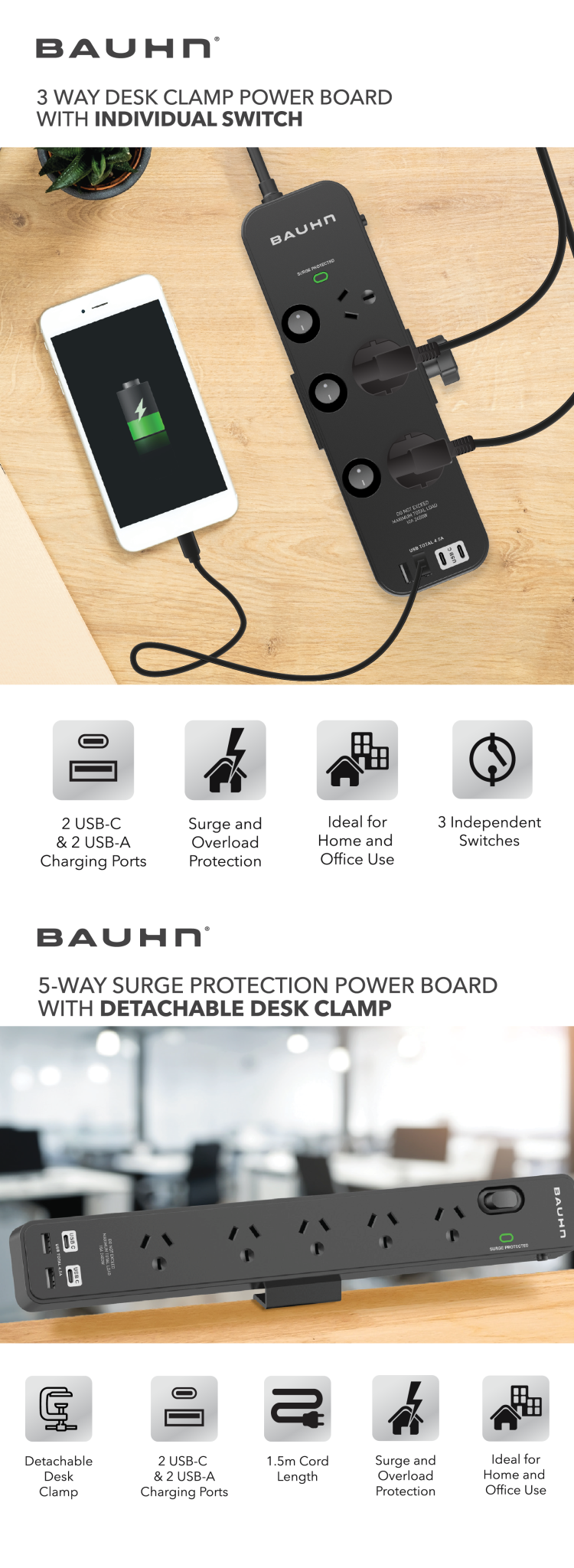 Assorted Mounted Powerboards – Bauhn